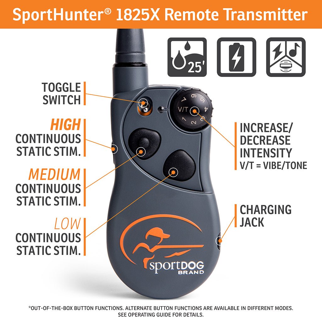 SportDOG 1825X, 1-Mile Range, Up to 6 Dogs, Waterproof, Rechargeable