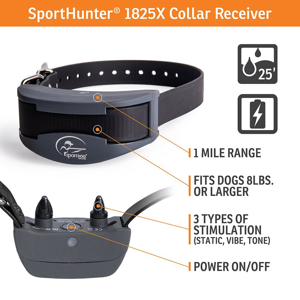 SportDOG 1825X, 1-Mile Range, Up to 6 Dogs, Waterproof, Rechargeable